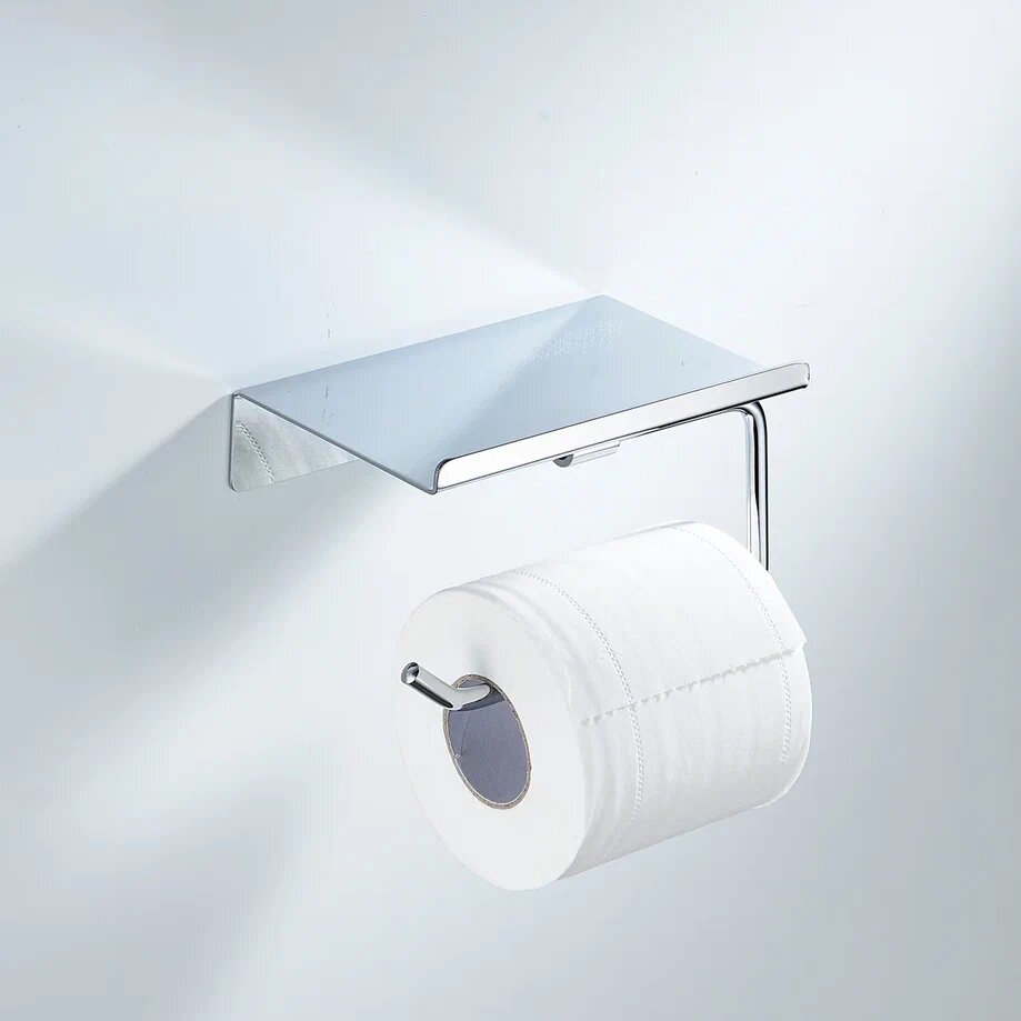 Держатель для туалетной бумаги с полочкой Shevanik SG5705-1, хром