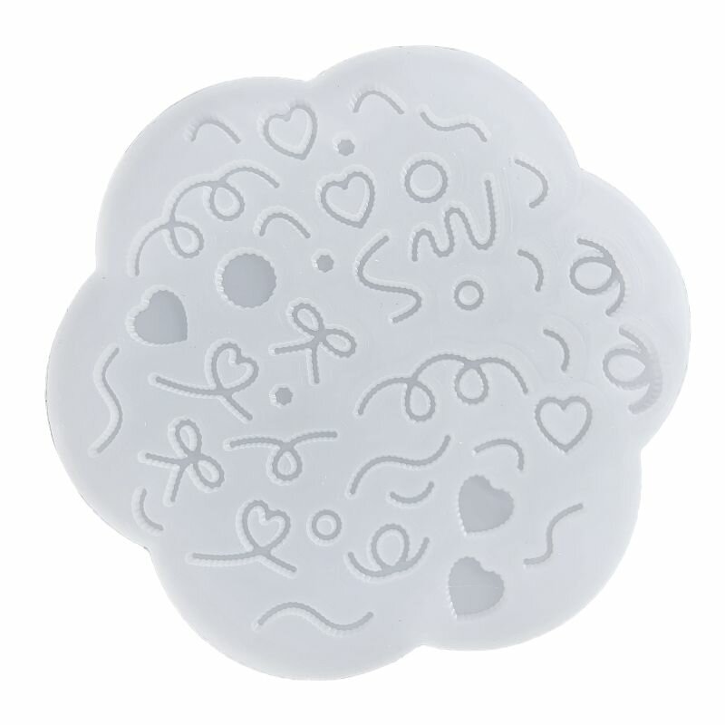 Эпоксидная форма для наполнения мелкой цветной полоски Love heart с аксессуарами