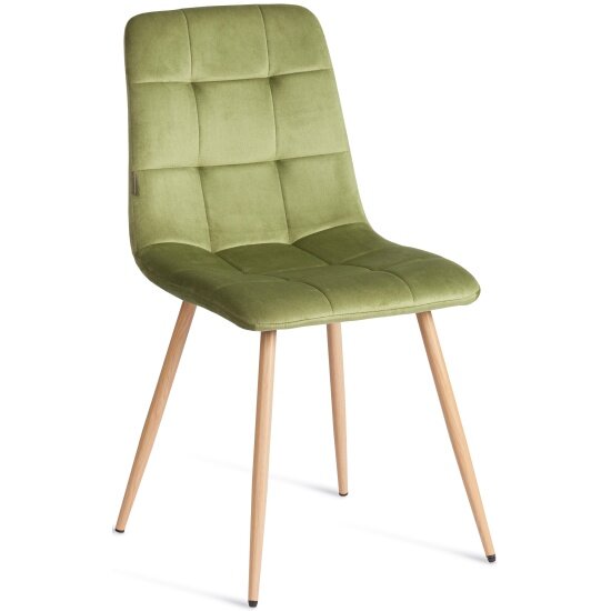 Стул Tetchair CHILLY (mod. JSC-220) Велюр/металл, Green (зеленый) HLR54 / натуральный