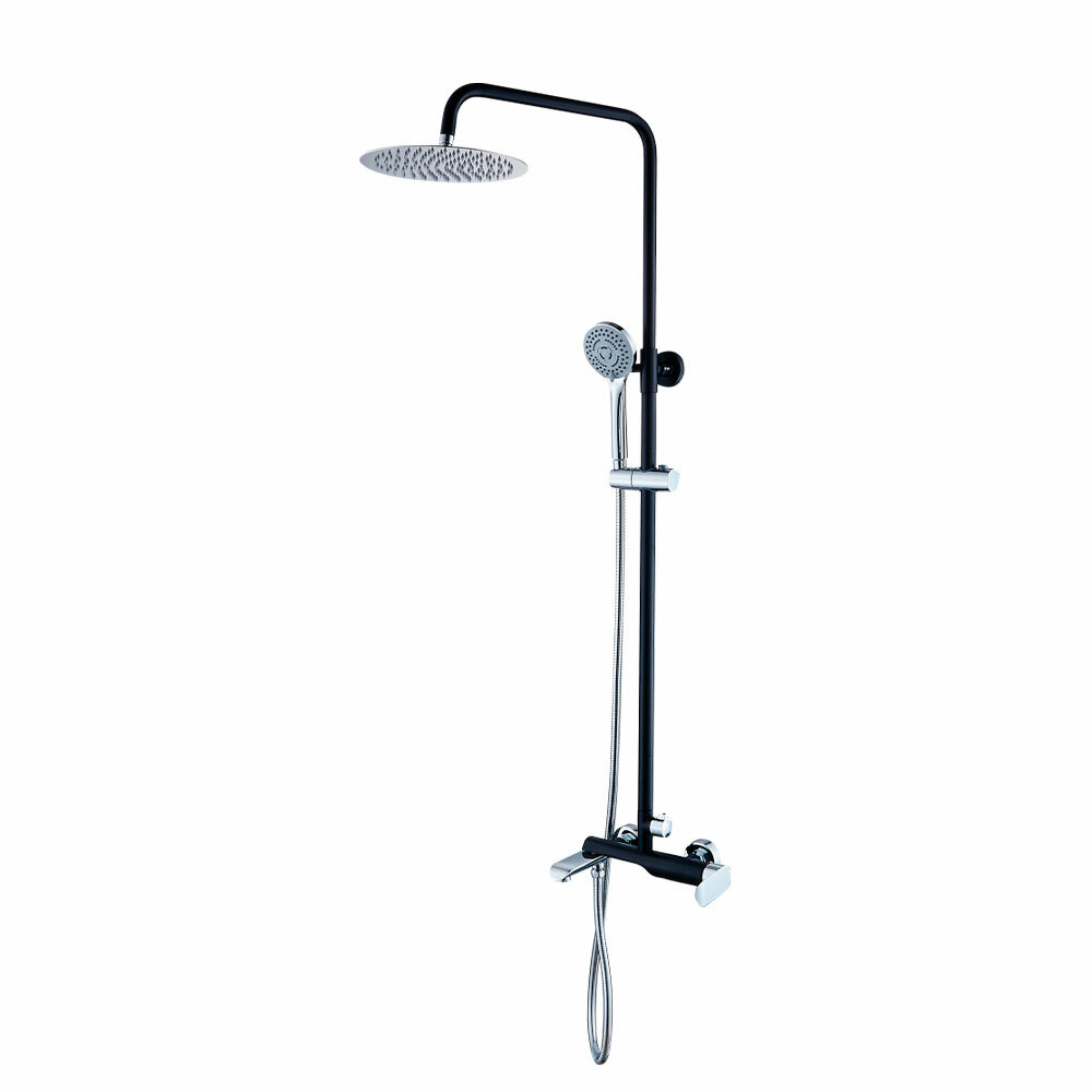 Душевая система с тропическим душем из латуни Ganzer GZ22065-C черный/хром