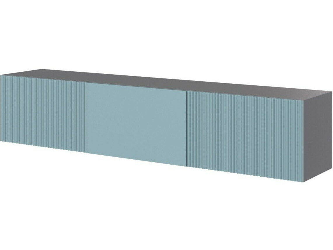 Тумба подвесная с 3 откидными дверьми, фасад МДФ, серый графит/бриз