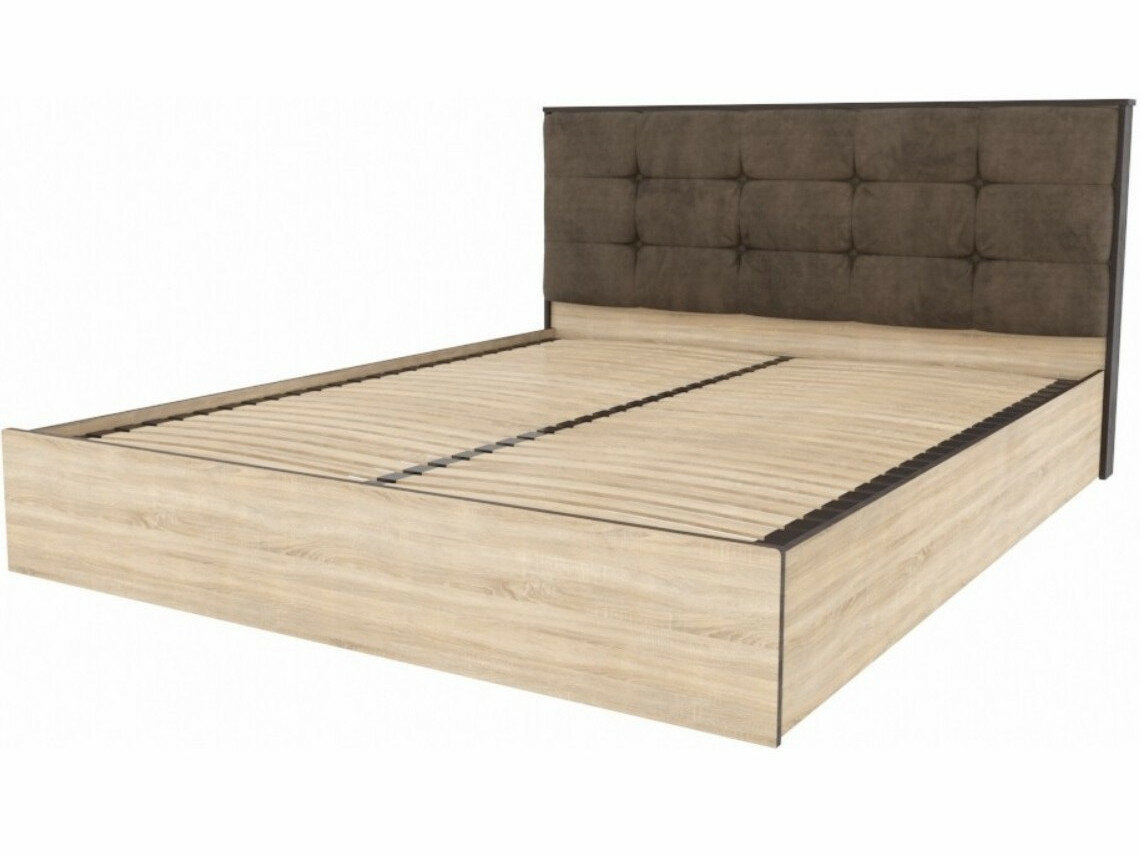 Кровать ЛК-2 с мягкой спинкой велюр кофейный + основание ортопед 160