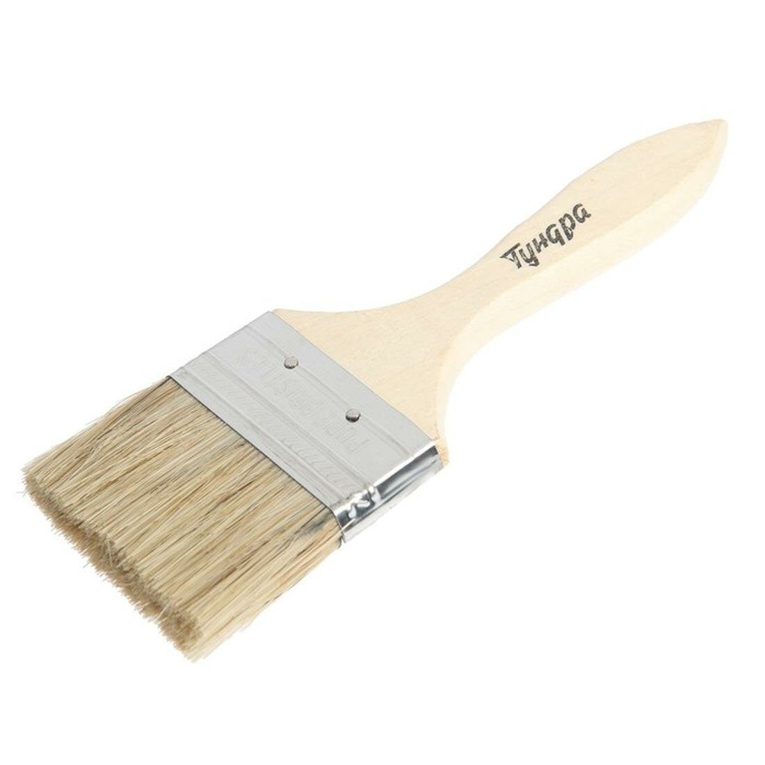 Кисть плоская тундра, смешанная щетина, деревянная рукоятка, 2.5", 63 мм