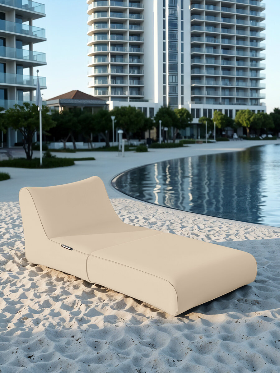 Мягкий шезлонг трансформер Conversion Lounger - Thermo Beige (олефин, бежевый) - садовая лаунж мебель для отдыха на даче