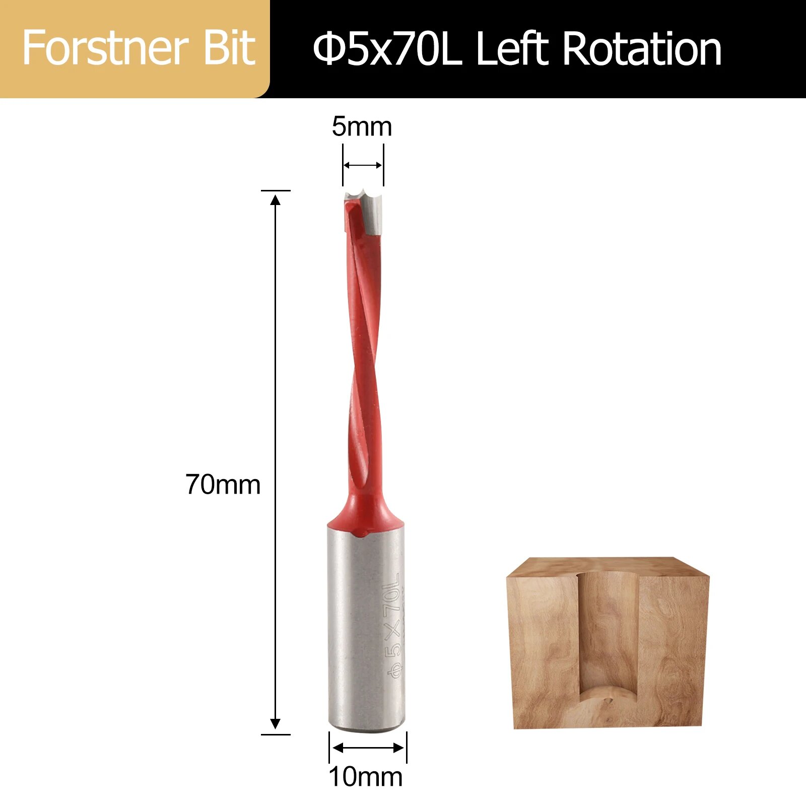 TIDEWAY 1PCS Сверло Форстнера для дерева Мебельная доска Сверла для петель Сверление по дереву Плотницкие инструменты Фреза для дерева S10mmxD5x70-L