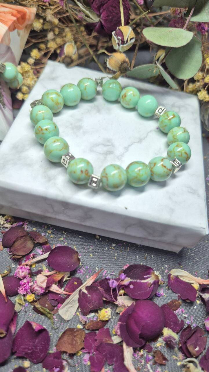 Плетеный браслет, бирюза