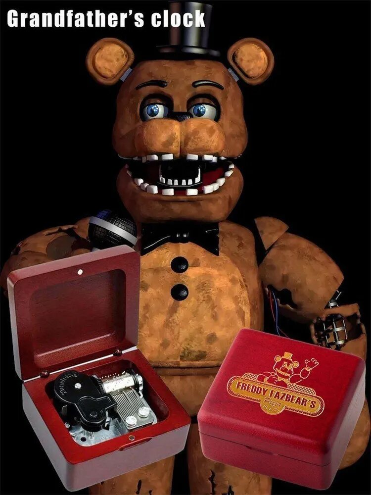 Часы деда randfather s clo Деревянная музыкальная шкатулка Freddy Fazbear's