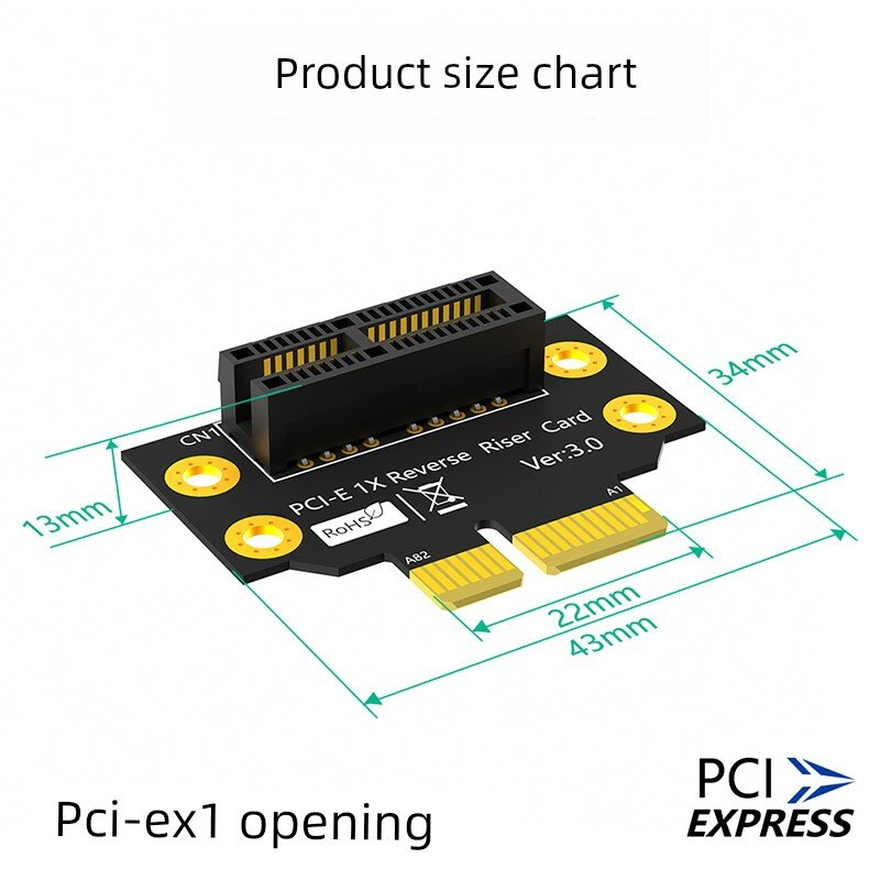 PCIe x1 2U адаптер, 90-градусный угол для расширения видеокарты в серверном корпусе