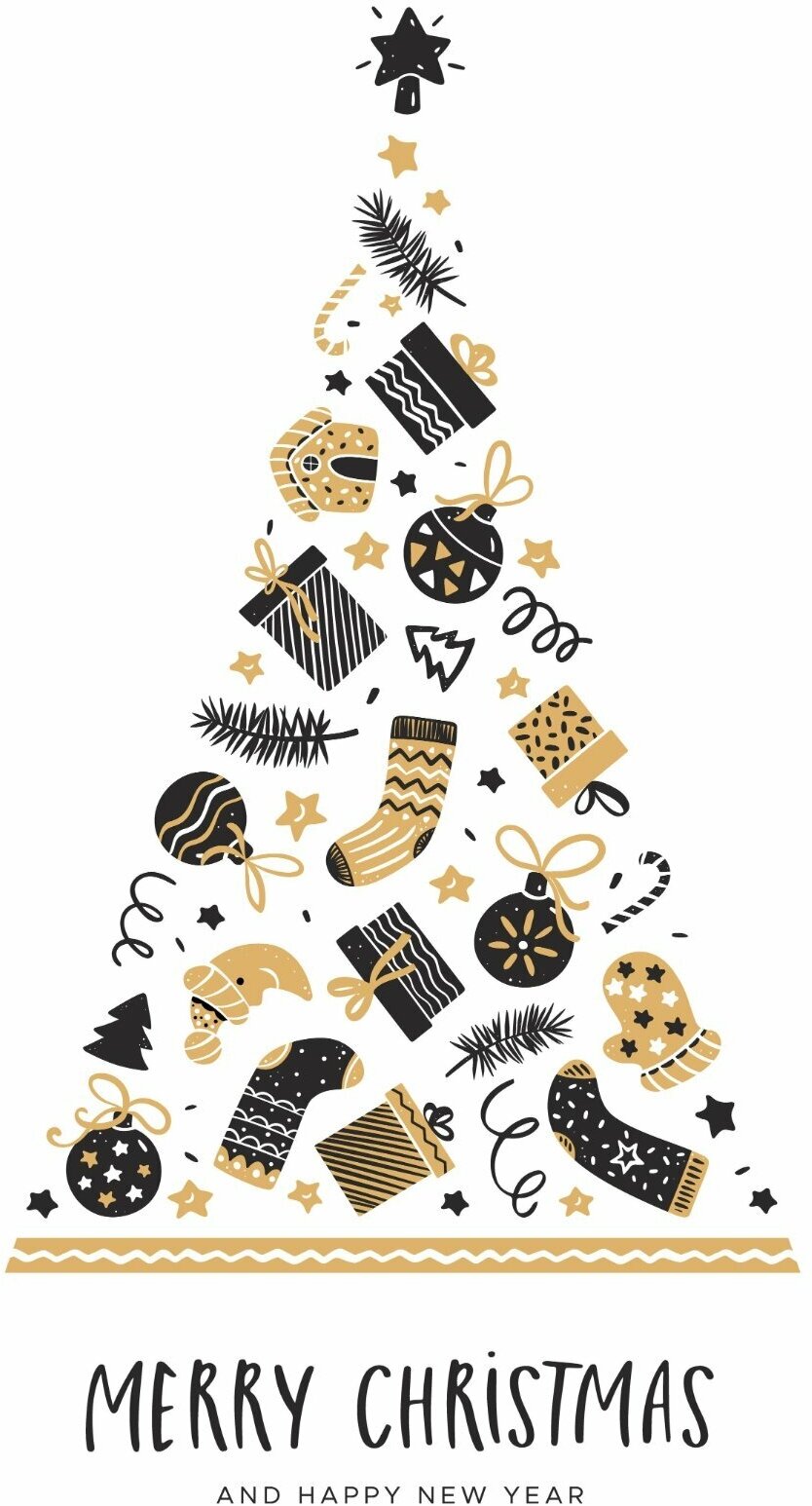 Постер / Плакат / Картина Елка с Атрибутами Праздника 50х70 см в подарочном тубусе