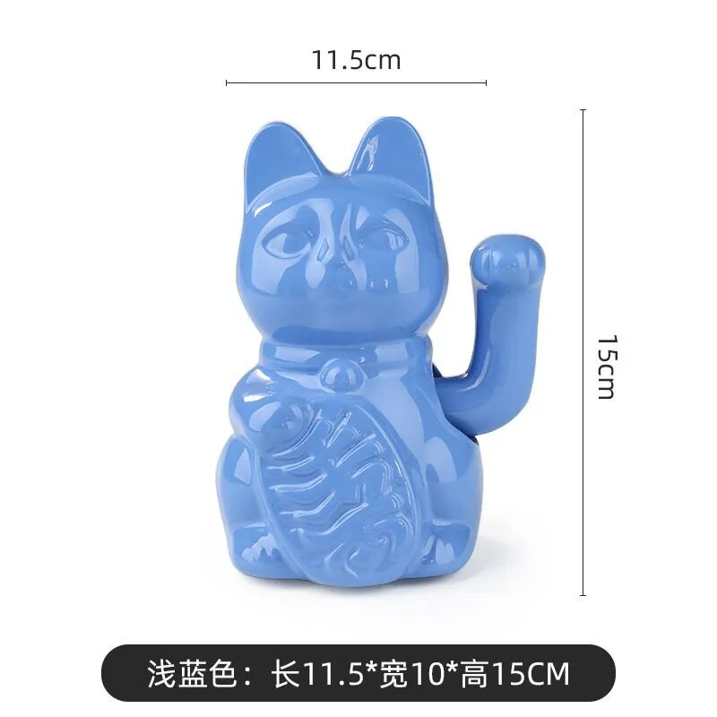Фигурка декоративная "Счастливый кот" blue, керамика, высота 15 см, длина 11.5 см