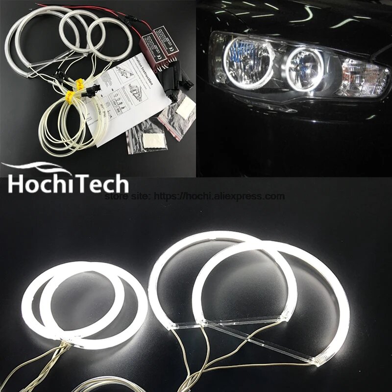 HochiTech белая 6000K CCFL фара ангельские демонические глаза в комплекте ангельские глазки для Mitsubishi Lancer 2008-2015 не проектор