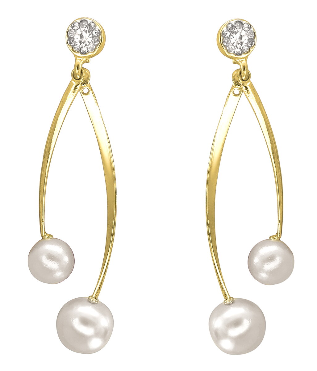 Серьги с подвесками, стекло, жемчуг имитация