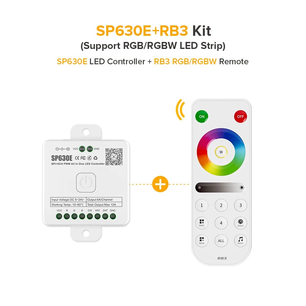 RGB контроллер FCOB SP630E 5CH RB3 Kit RGB RGBW