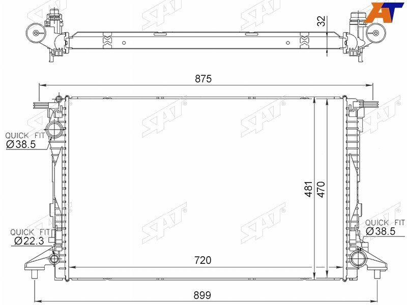 . SAT Радиатор охлаждения двигателя для Audi A4 15-, A5 16-, A8 17-, Q5 16-, Volkswagen Touareg 14-