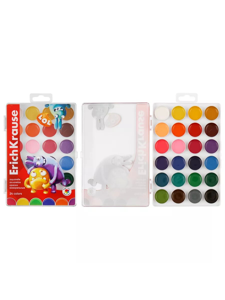 Акварельные краски Erich Krause Jolly Friends 61368, 24 цвета