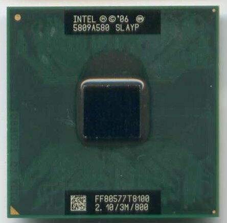 Процессор для ноутбука Intel Core 2 Duo Mobile T8100 2,1GHz/3M/800 Socket P Penryn-3M SLAYP