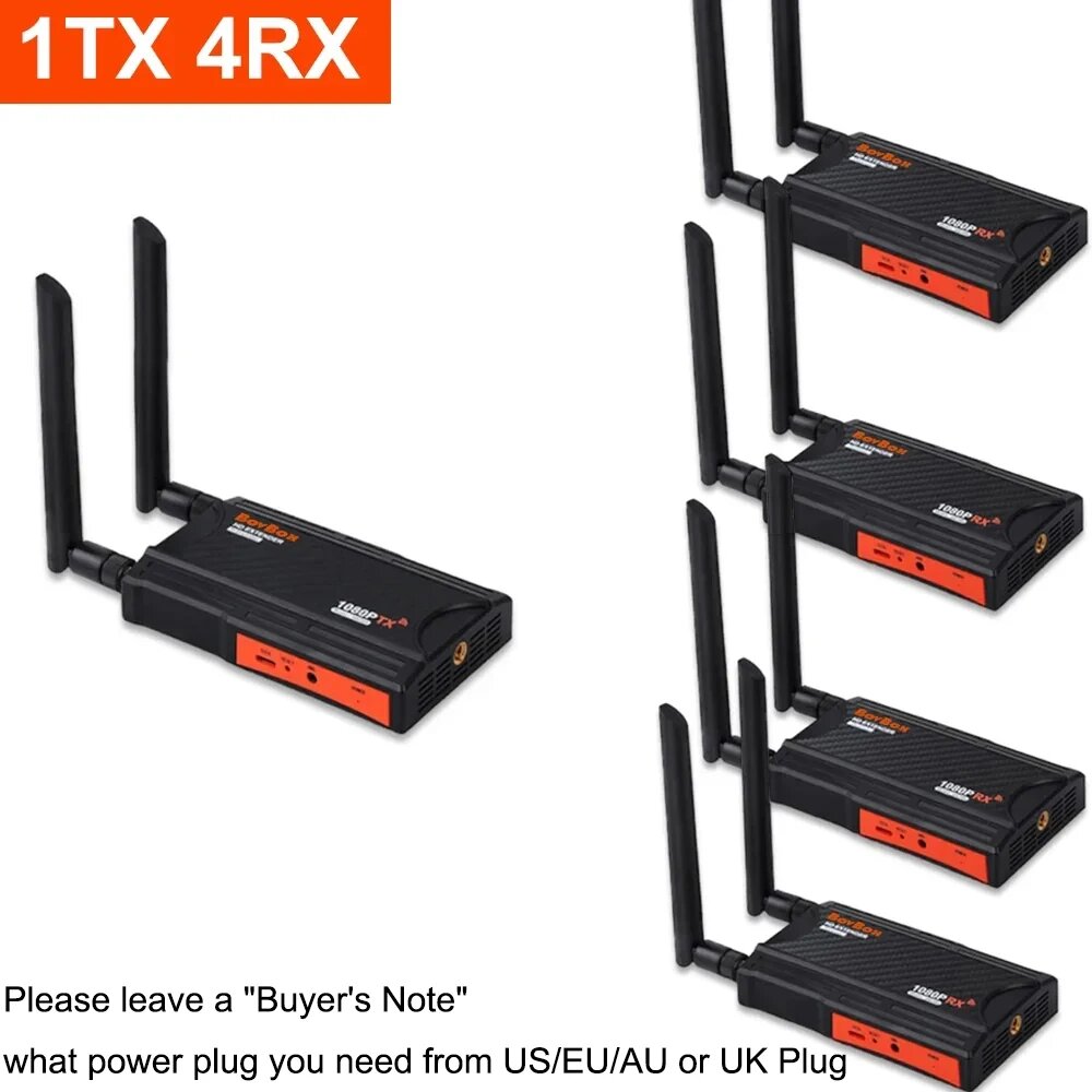 Беспроводной HDMI удлинитель BOVBOX one to multi 200m 1 TX 4 RX