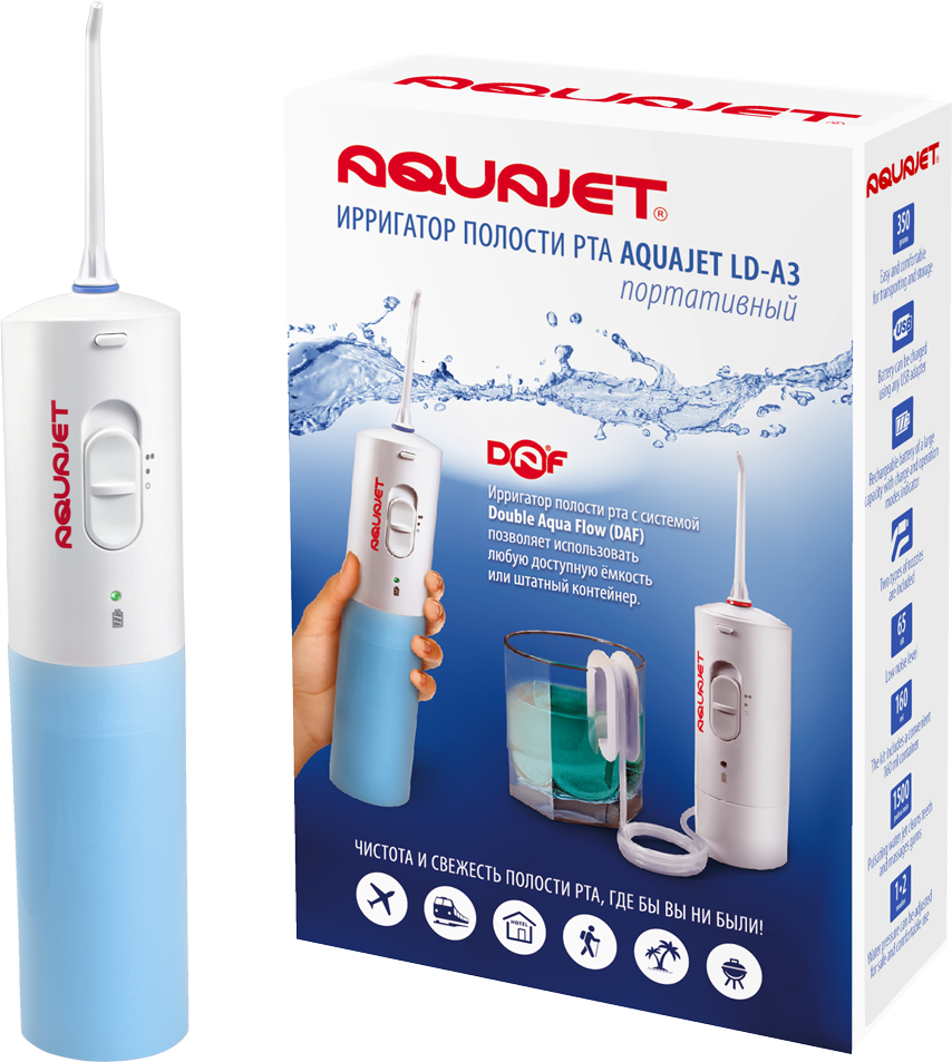 Ирригатор для полости рта портативный Little Doctor LD-A3 AquaJet голубой 1 шт