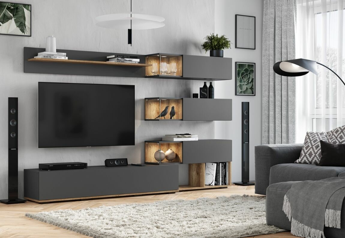 Гостиная Рига ГС-01, каньон/графит, 140 90 35,2 см