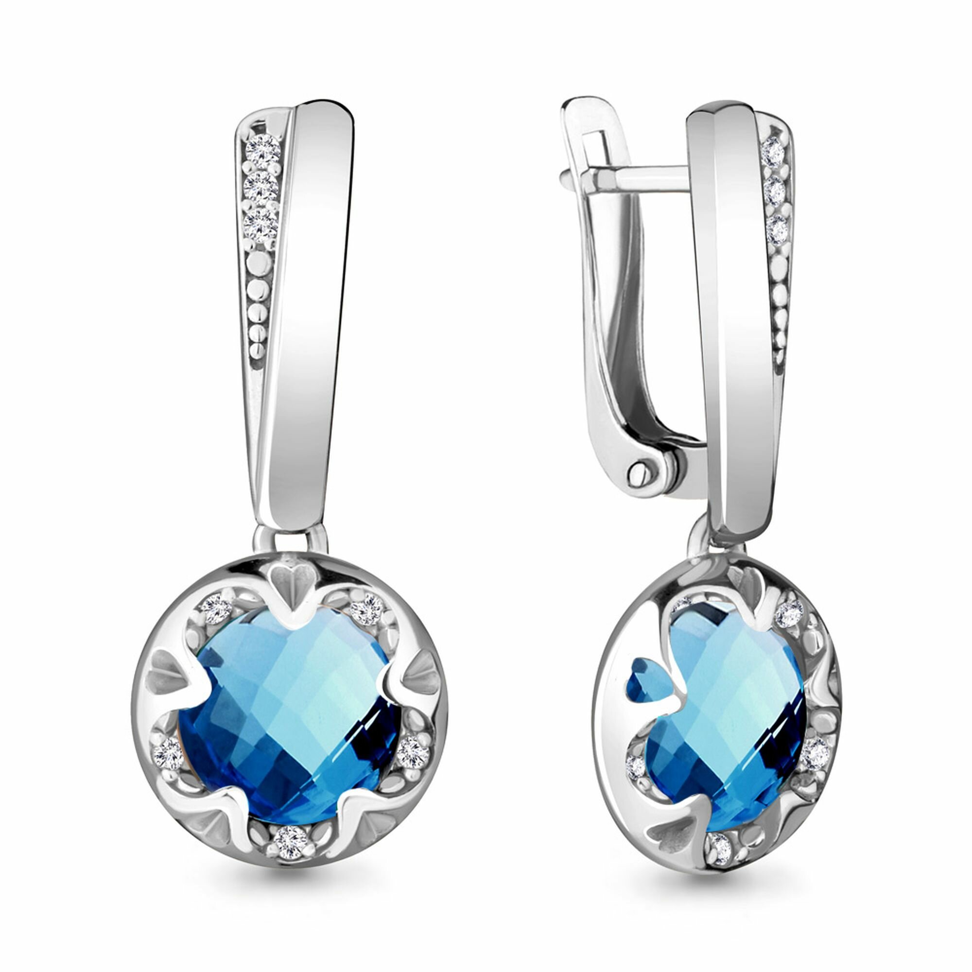 Серьги, серебро, 925 проба, родирование, турмалин, фианит