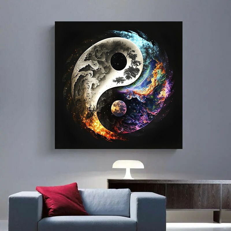 Картина ВсеКартины. тут "Инь Янь", на холсте, на подрамнике, 60 см x 60 см