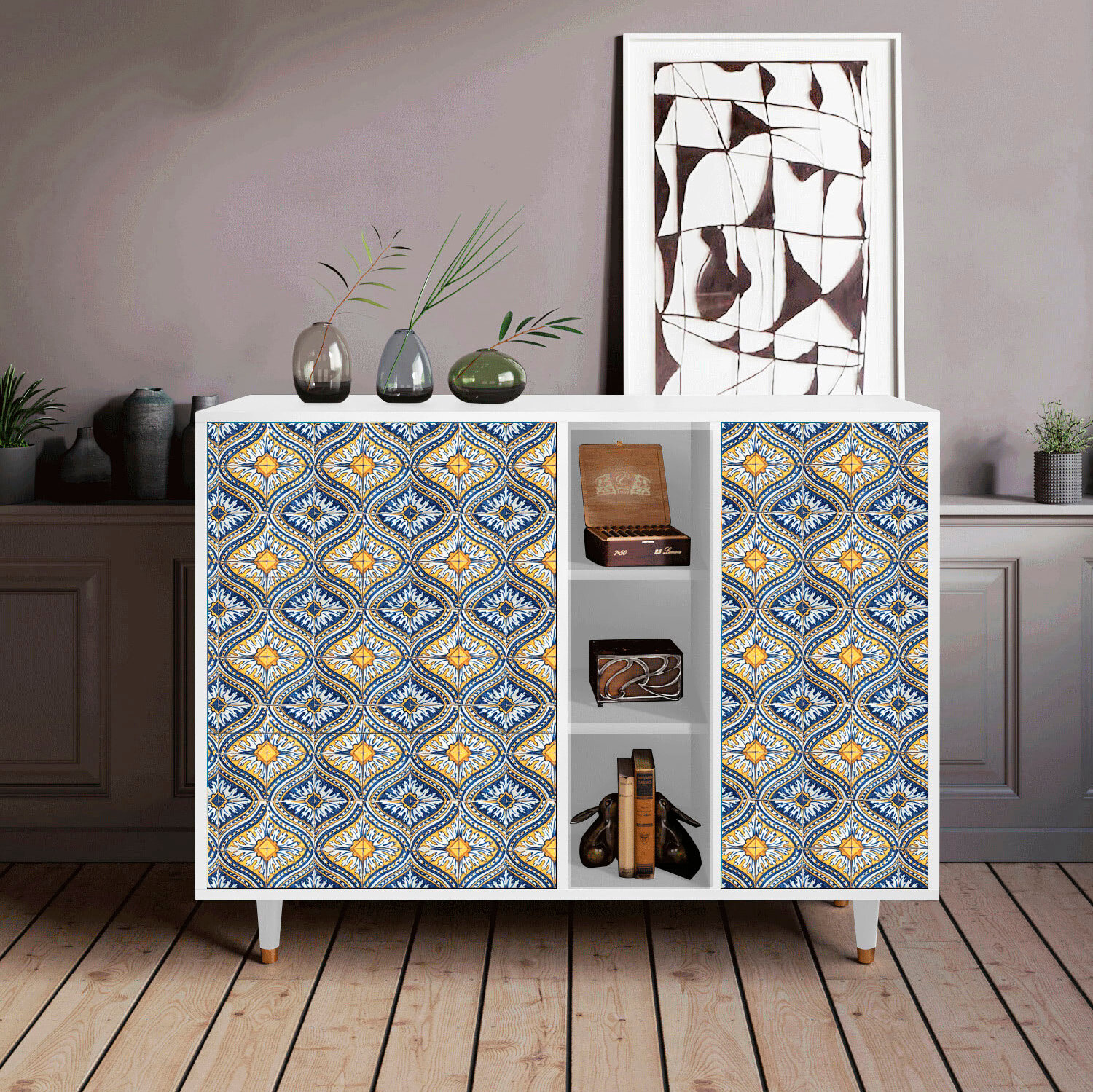 Комод - STORYZ - BS2 Illusory Pattern, Разер - 125 x 97 x 48 см , Цвет корпуса - Белый
