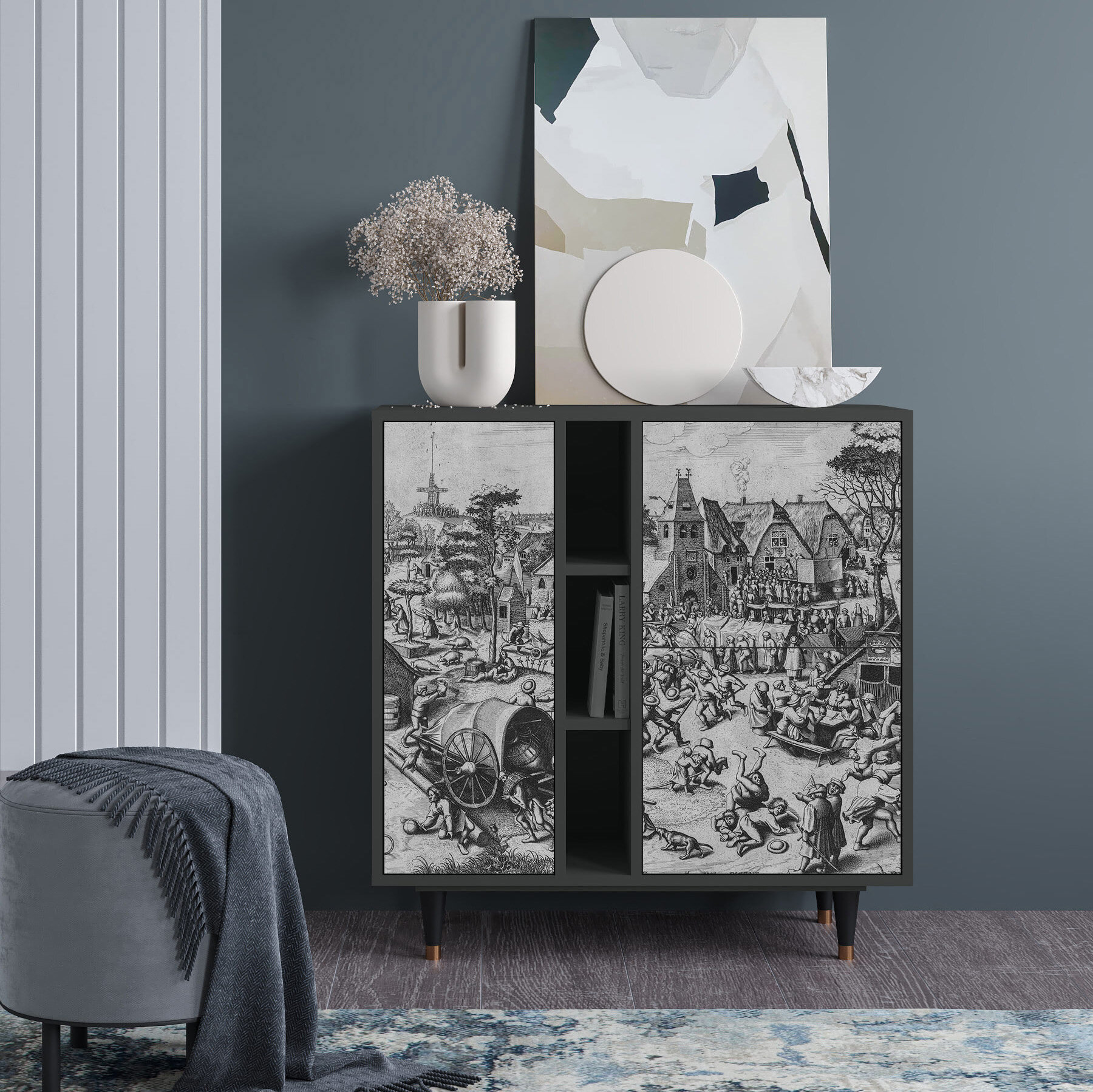 Комод - STORYZ - BS5 The Festival of Saint George by Pieter Breugel, Размер - 94 x 96 x 41 см, Цвет корпуса - , Антрацит
