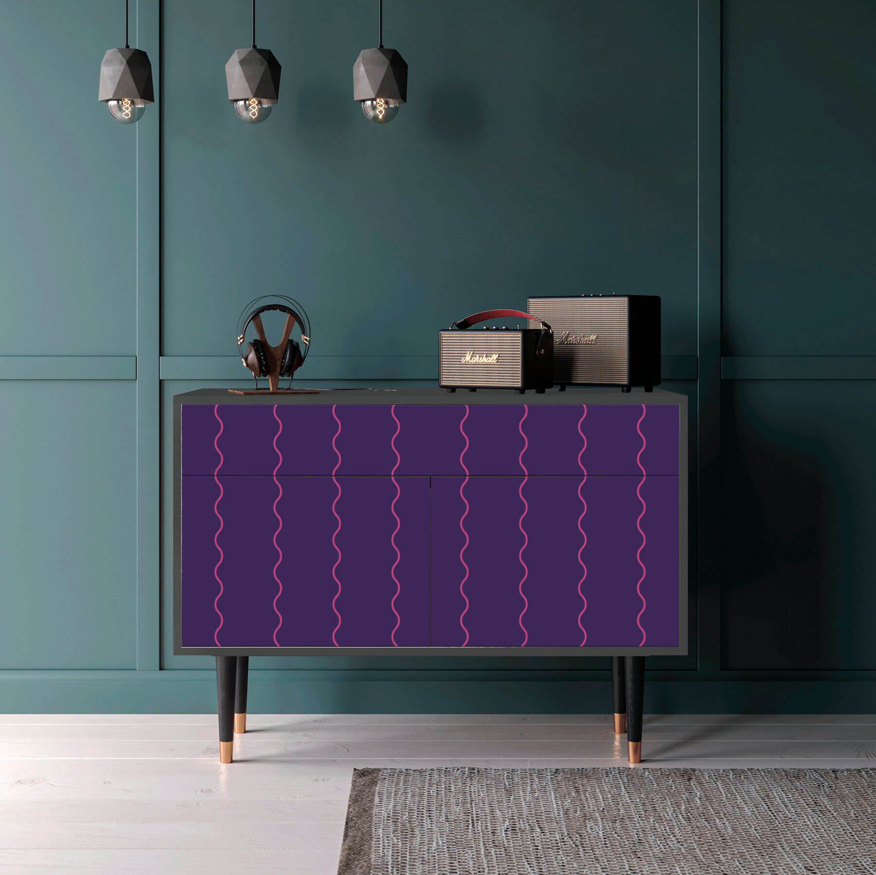 Комод - STORYZ - BS4 Grape Maccaroni, Размер - 115 x 85 x 48 см, Цвет корпуса - Антрацит