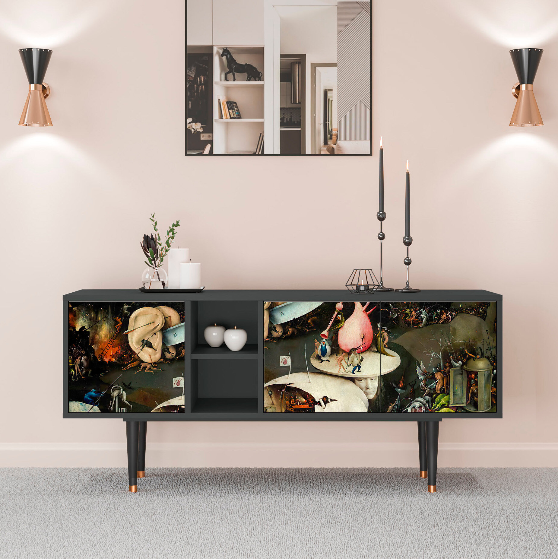 ТВ-Тумба - STORYZ - T5 The Garden of Earthly Delights by Hieronymus Bosch, Размер - 150 x 69 x 41 см, Цвет корпуса - , Антрацит