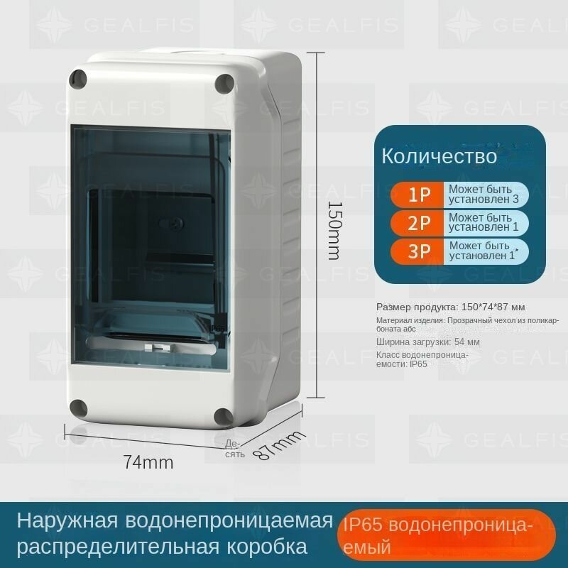 Бокс/ щиток электрический пластиковый для автоматов, щит распределительный навесной 3 модулей 65IP.