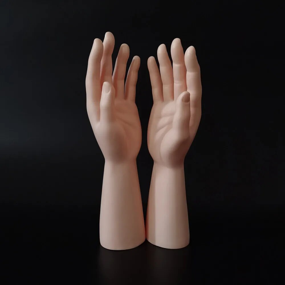 Пара пластиковых манекенов для ювелирных изделий Черный, Skin color 1 pair
