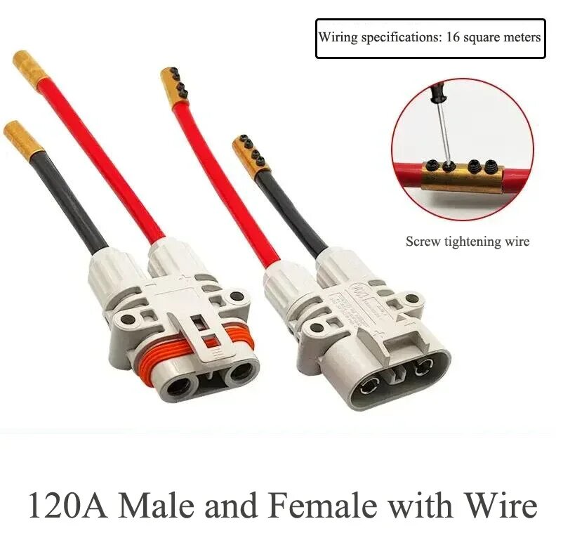 Водонепроницаемый разъем 120А, сильноточный разъем для парковки и женщин, вилка питания для кондиционирования воздуха, 16-квадратный провод, док-контактный разъем для генератора Male and Female Wire