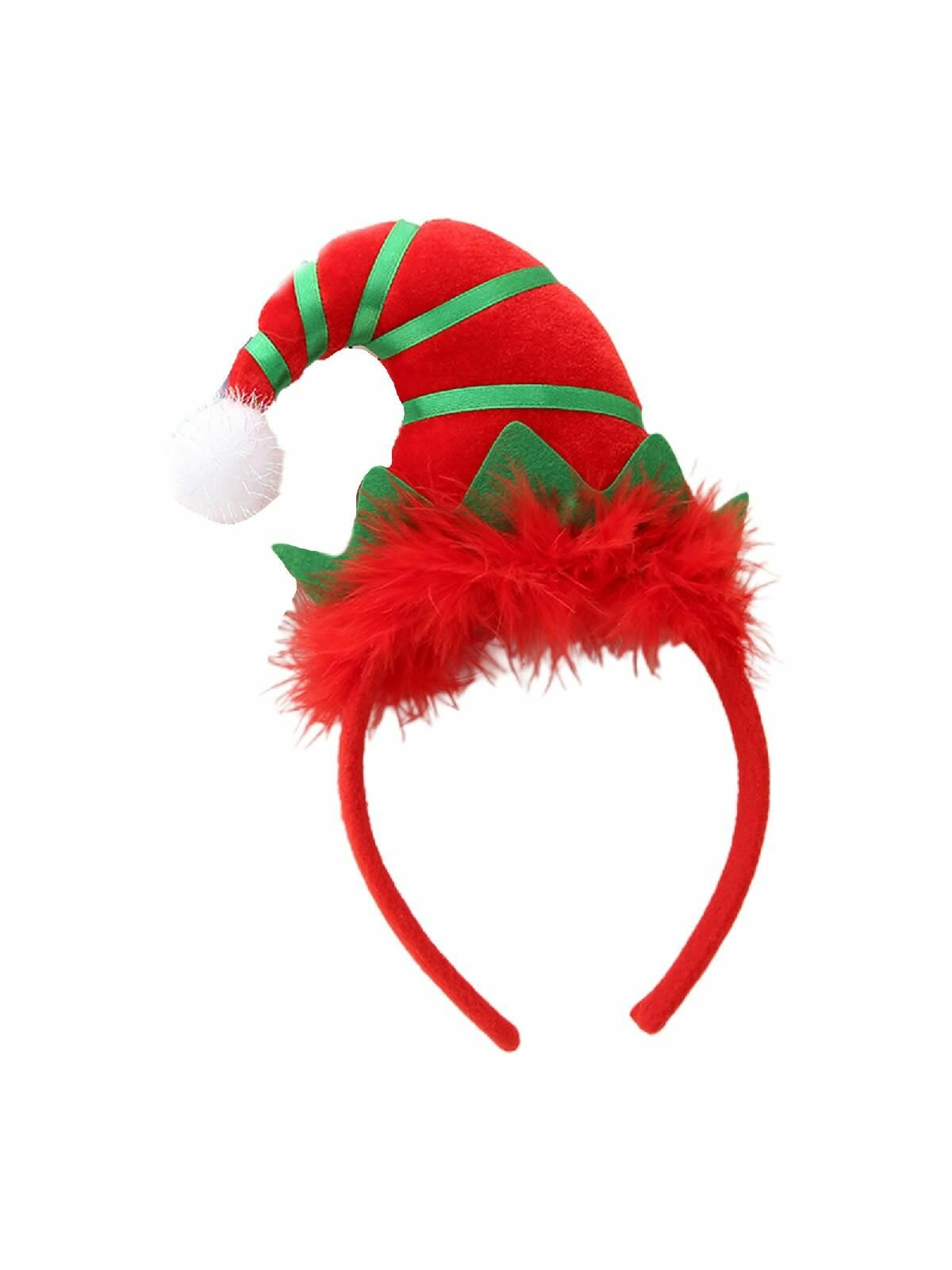 Светящаяся шапка эльфа для вечеринки, - Светодиодная шляпа с красной лентой