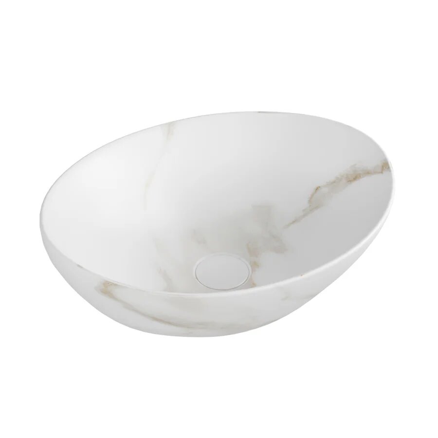 Накладная раковина Teymi Lori 41 накладная, без отверстия под смеситель, фарфоровая, овальная, раковина для ванной, белая, матовая