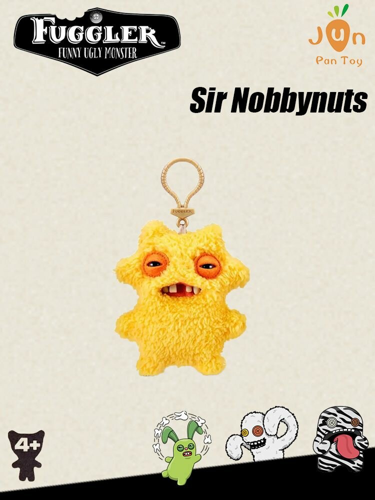 Spin Master Fuggler Series 5 Keyrings Sir Nobbynuts / Детская желтая плюшевые игрушки, брелок на сумку, высотой 13 см, подходит для детей от 4 лет и старше