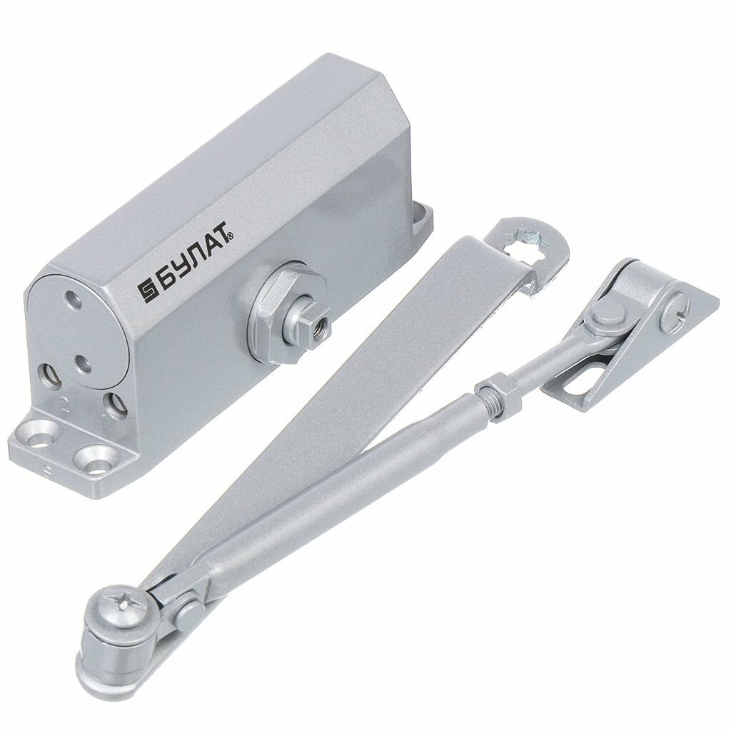 Доводчик дверной Булат Arctic ДД 501/3 A-S морозостойкий до 85 кг серебристый для входных и межкомнатных проемов