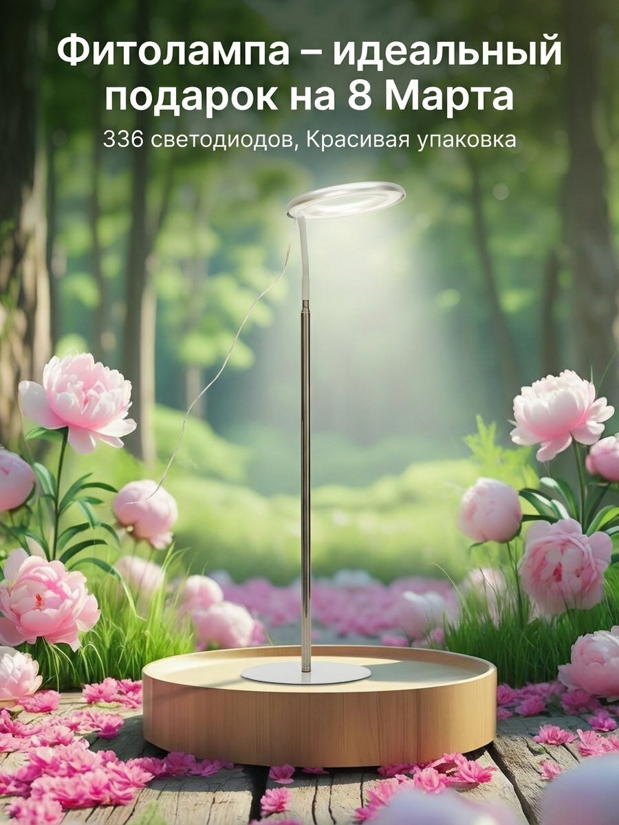 Лампа для комнатных растений и цветов, фитолампа полного спектра для расады белый свет, подарок на 8 марта женщине