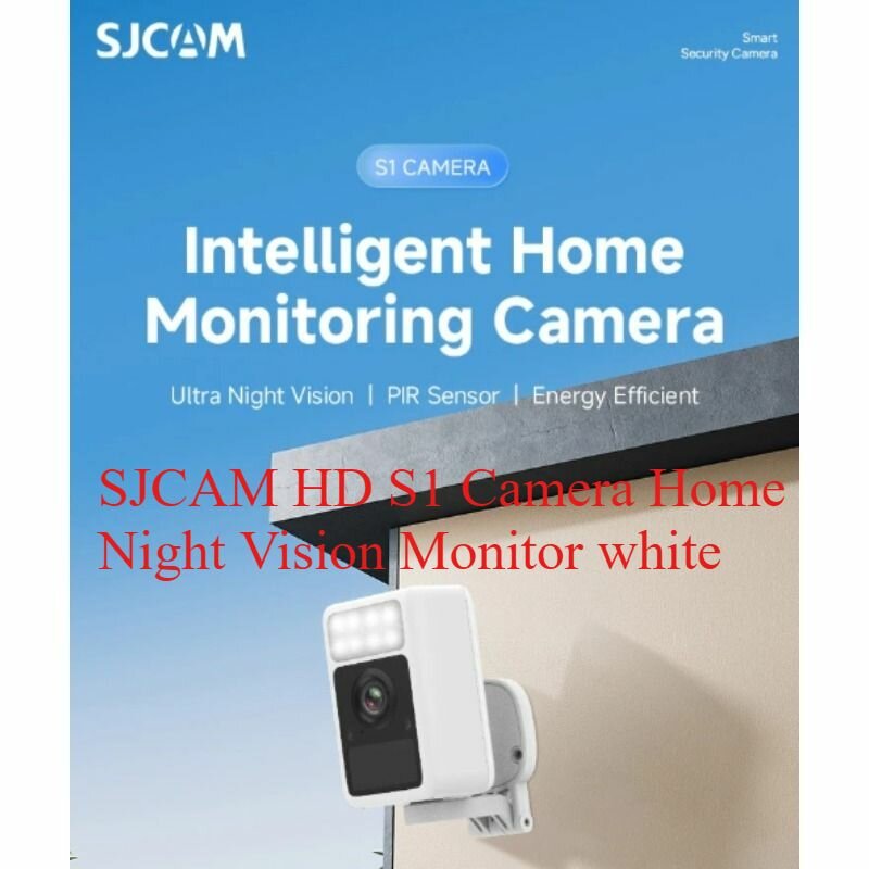 Монитор/камера SJCAM S1 white, 2K 4-мегапиксельная камера домашнего ночного видения HD Монитор Беспроводной Wi-Fi, Водонепроницаемый датчик PIR Наружная камера Инфракрасная запись обнаружения движения.