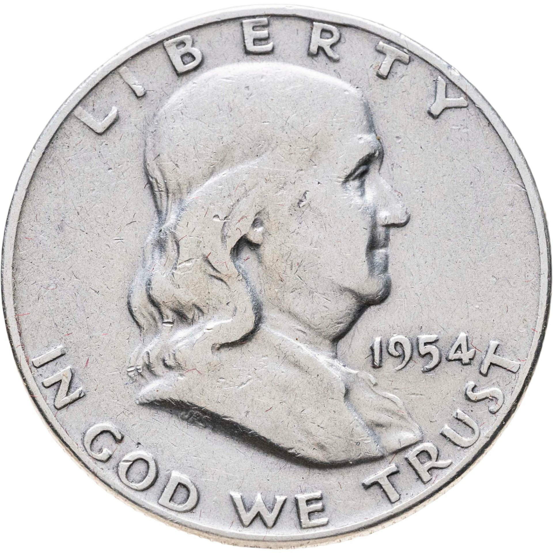 США 50 центов (1/2 доллара, half dollar) 1954 Franklin Half Dollar
