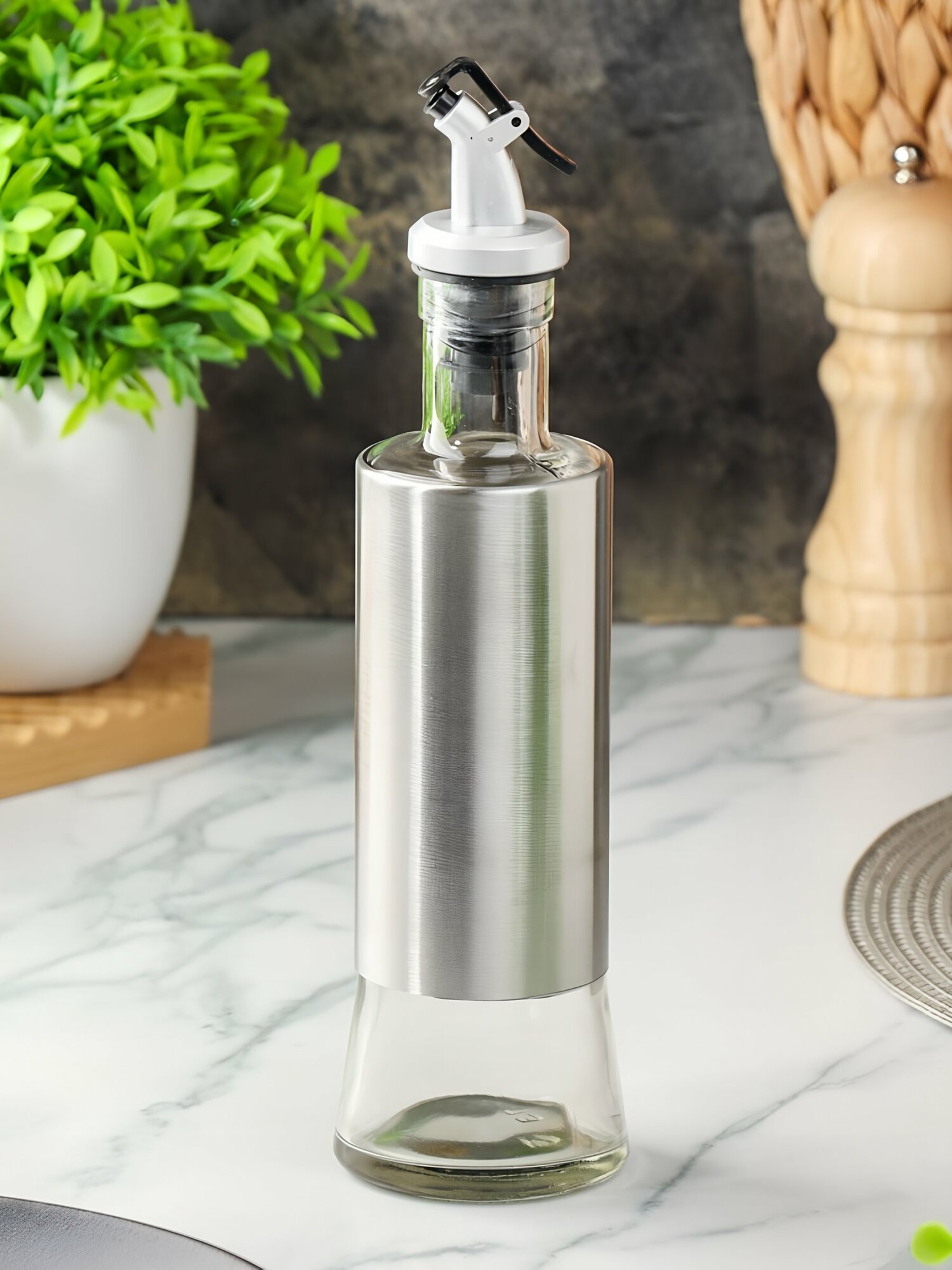 Бутылка для масла, стекло, металл, 300 мл, с дозатором, Y4-8708