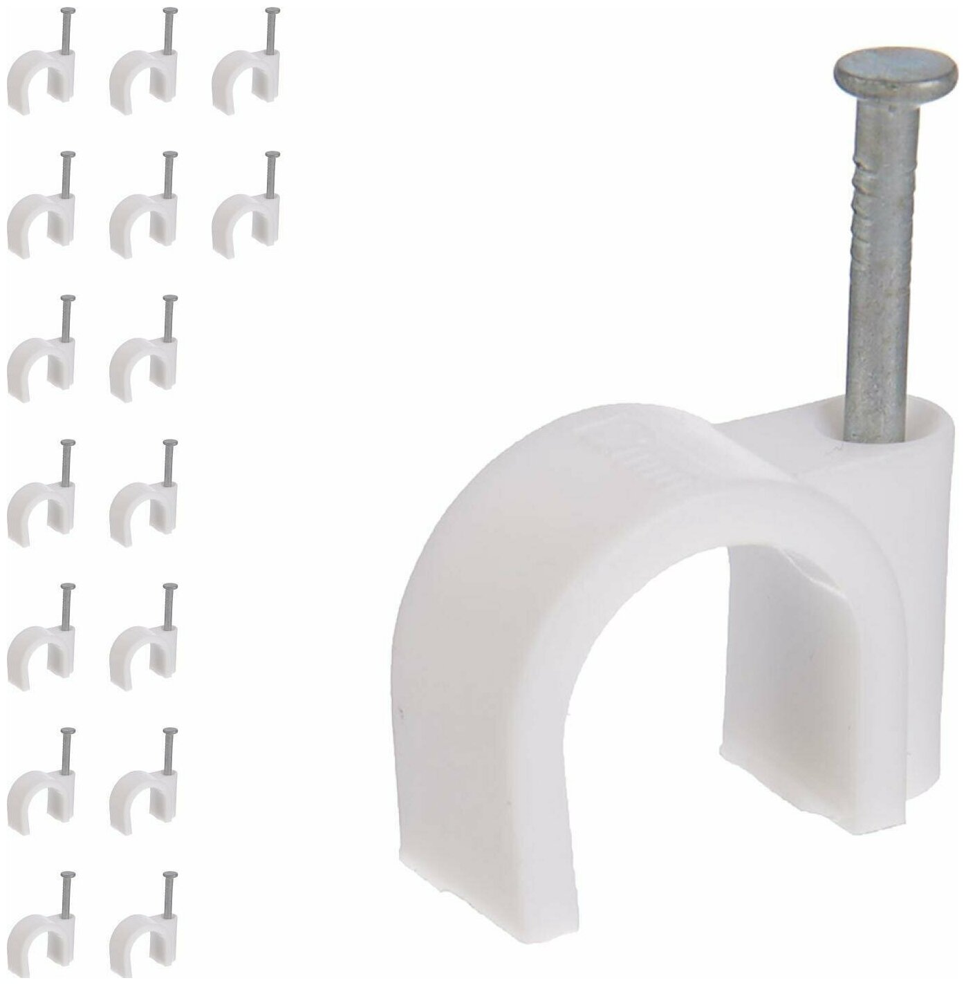 Скоба пластиковая круглая TDM 12 мм (50 шт.) (комплект из 16 уп)