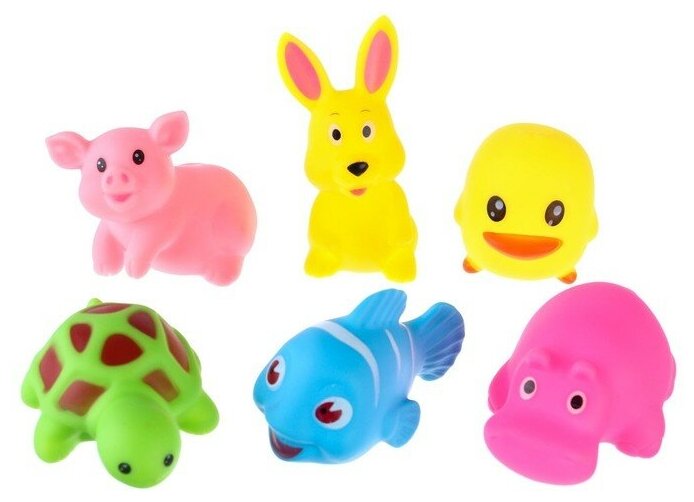 Набор резиновых игрушек для ванны «Малыши», 6 шт, с пищалкой, Крошка Я, 2993028