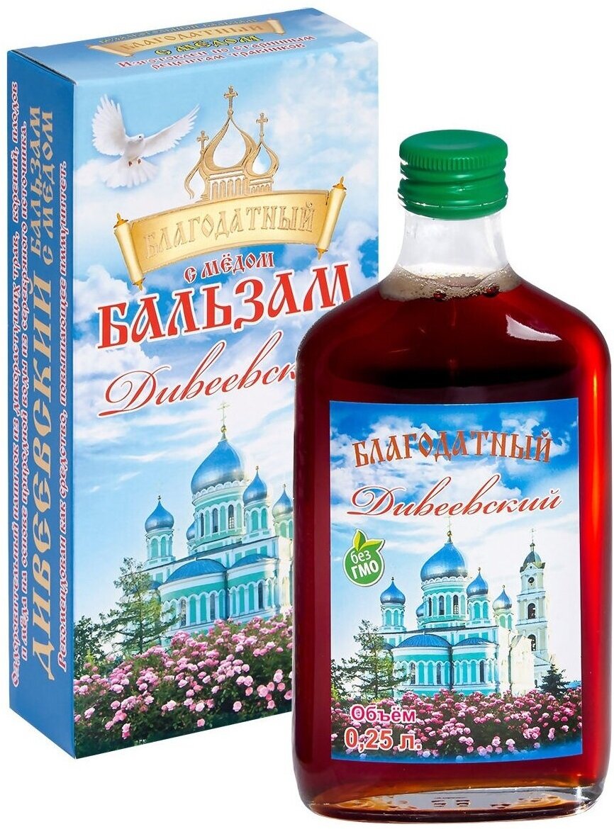 Бальзам безалкогольный благодатный С мёдом 17 трав Дивеевская здравница 250мл