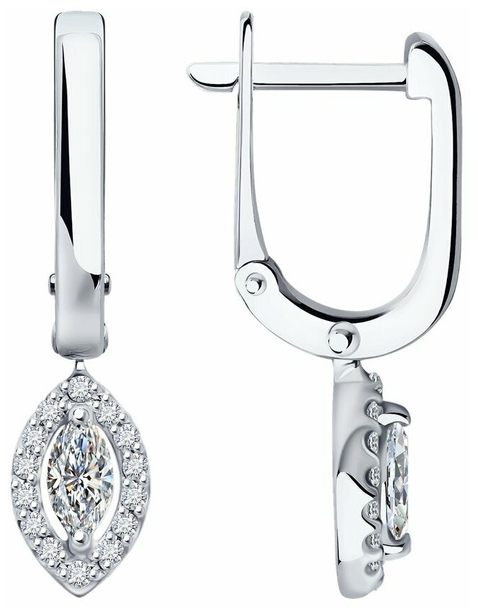 Серьги с подвесками, белое золото, 585 проба, бриллиант