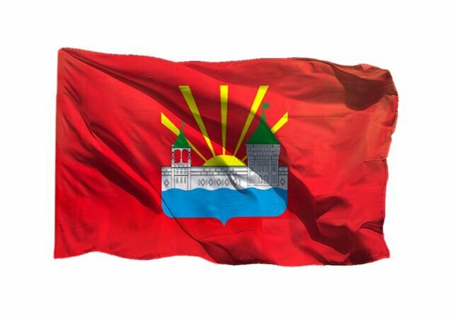 Флаг Дзержинского района на шёлке, 70х105 см для ручного древка