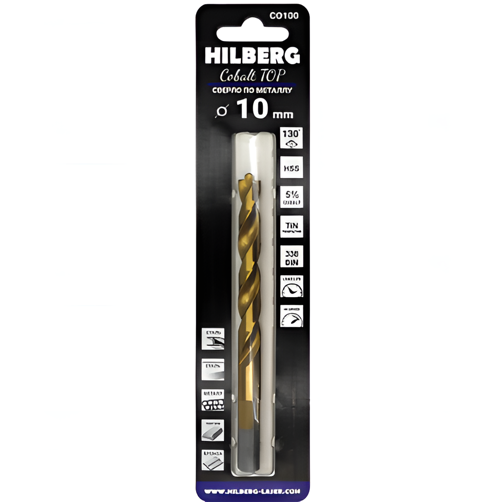 Сверло по металлу 10.0x133(87) мм Cobalt 5% TOP Hilberg CO100