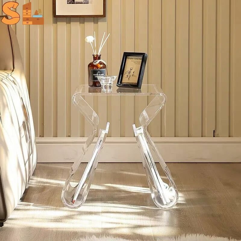 Приставной столик, квадратный, HPL, пластик, прозрачный, 43,5x40x29,5 см