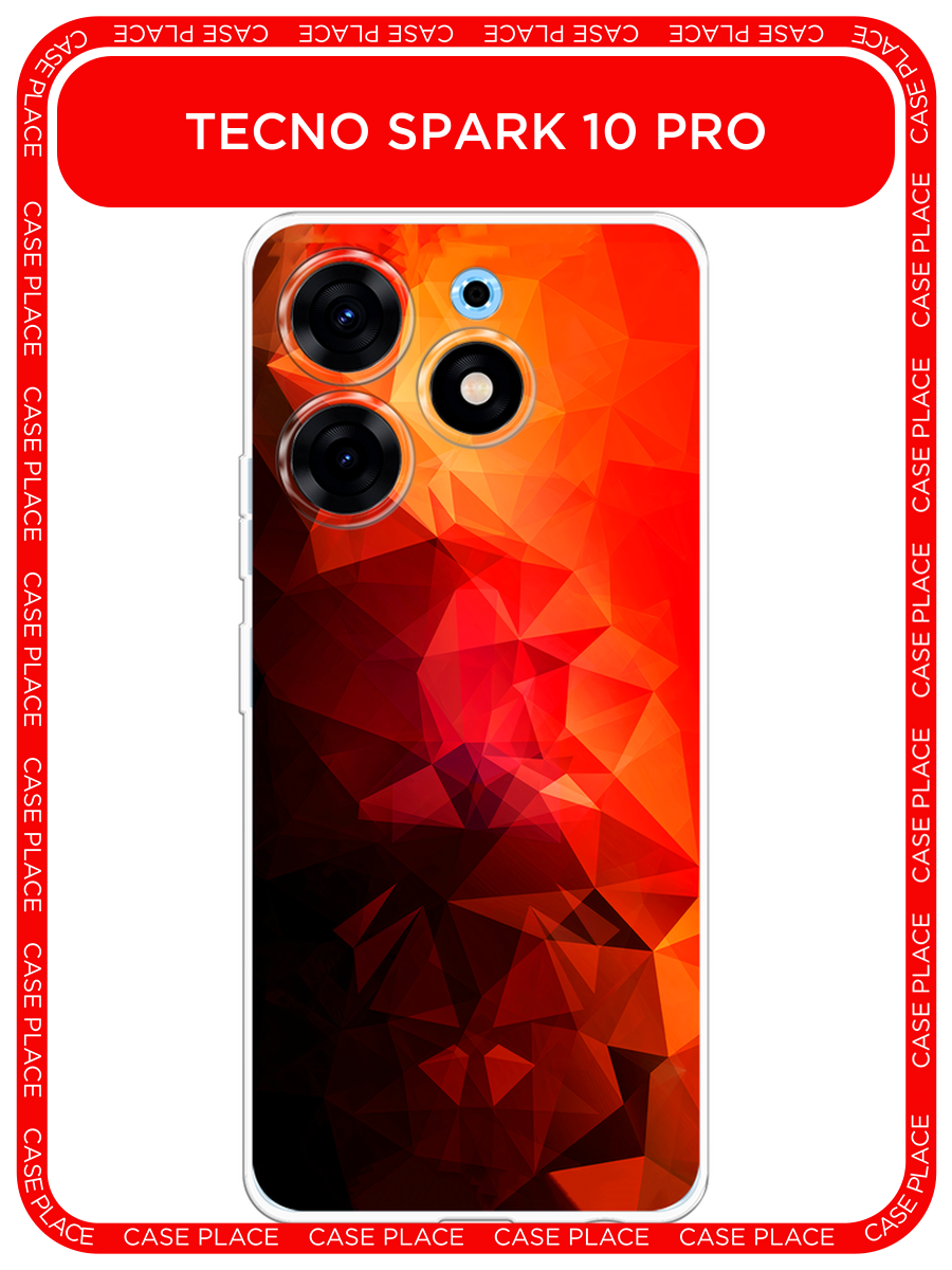 Чехол на Tecno Spark 10 Pro / Техно Спарк 10 Про с принтом Красная геометрия