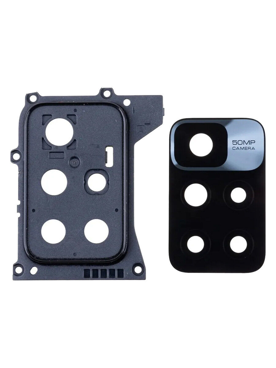 Стекло камеры для Xiaomi Redmi 10 (2022) в сборе с рамкой (черное)