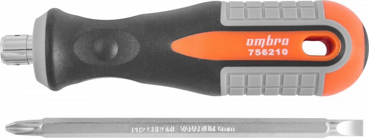 Отвертка стержневая двусторонняя ROUND GRIP, РН2, SL6x100 мм OMBRA 756210, 55775
